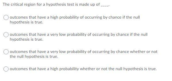 Solved The critical region for a hypothesis test is made up | Chegg.com