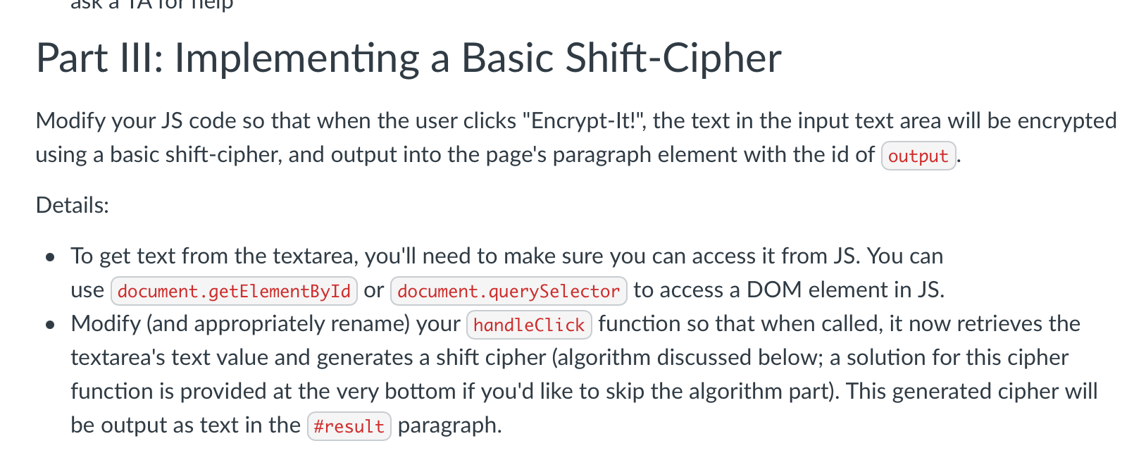 Solved Part I: Write the start of encrypt-it.js Write | Chegg.com
