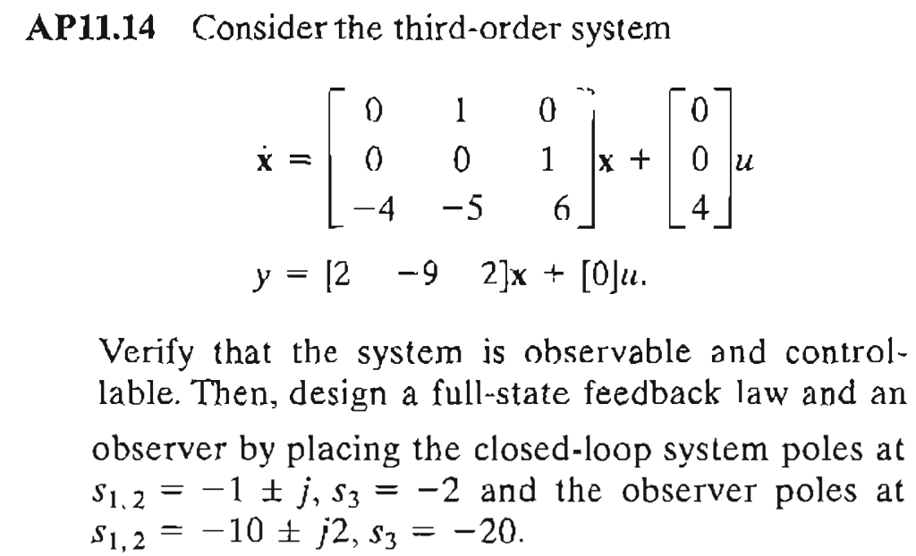 Solved AP11.14 Consider the third-order system | Chegg.com