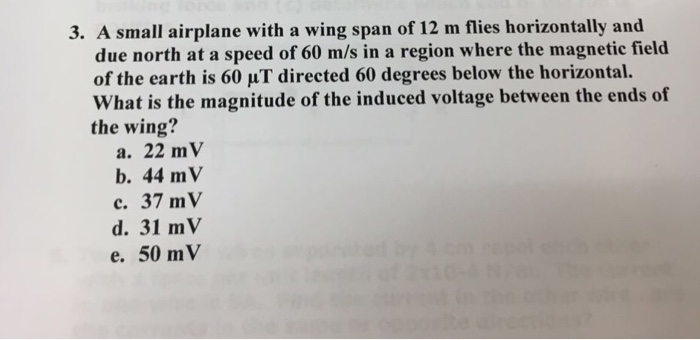 Solved 3. A small airplane with a wing span of 12 m flies | Chegg.com