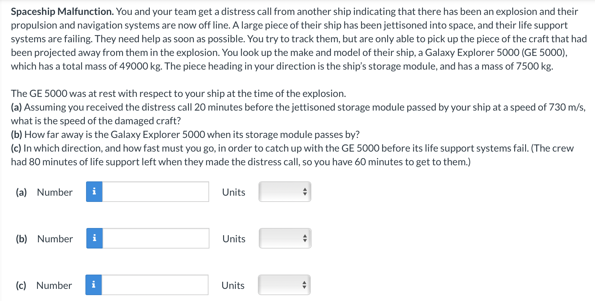 Solved Spaceship Malfunction. You and your team get a | Chegg.com