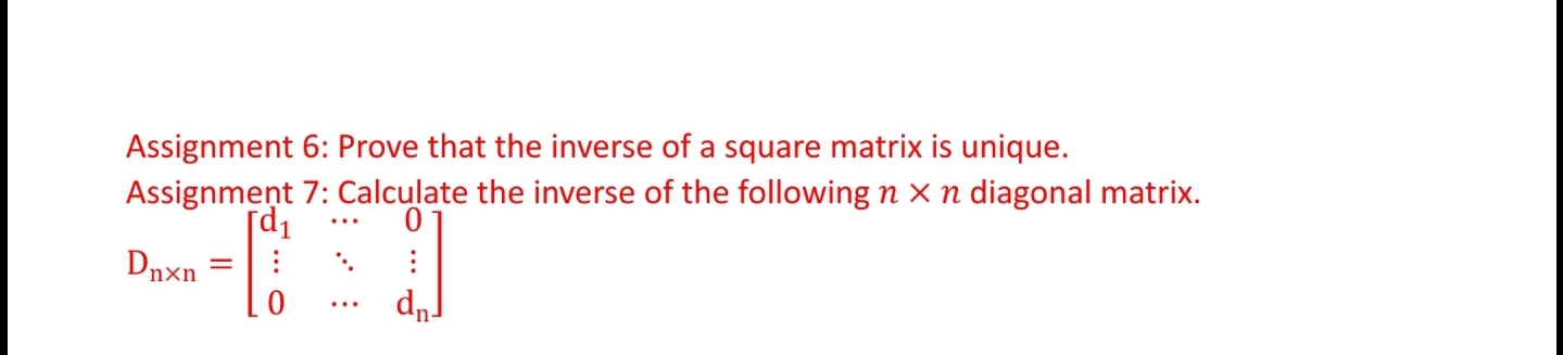 Solved Assignment 6: Prove that the inverse of a square | Chegg.com