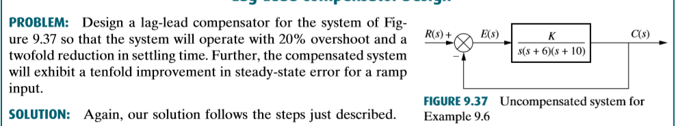 E(S) s(+ 6)(8 + 10) PROBLEM: Design a lag-lead | Chegg.com