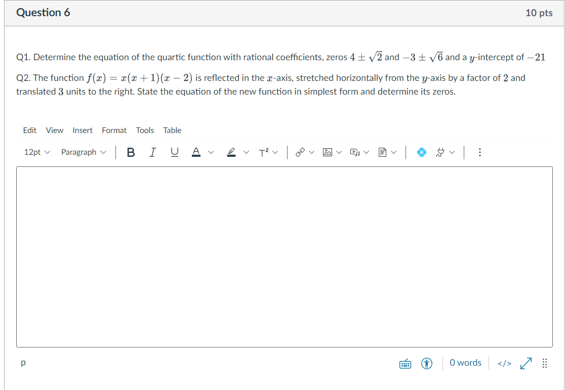 Solved Q1. Determine the equation of the quartic function | Chegg.com