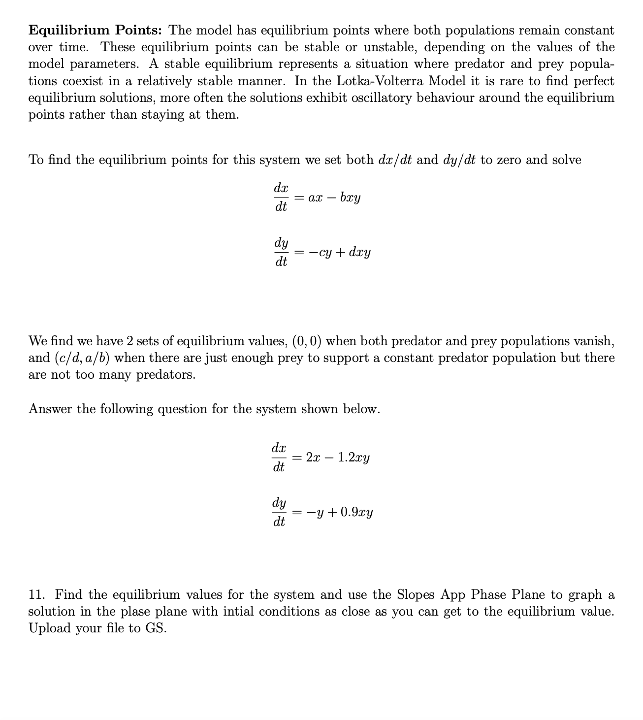 Solved Equilibrium Points: The model has equilibrium points | Chegg.com