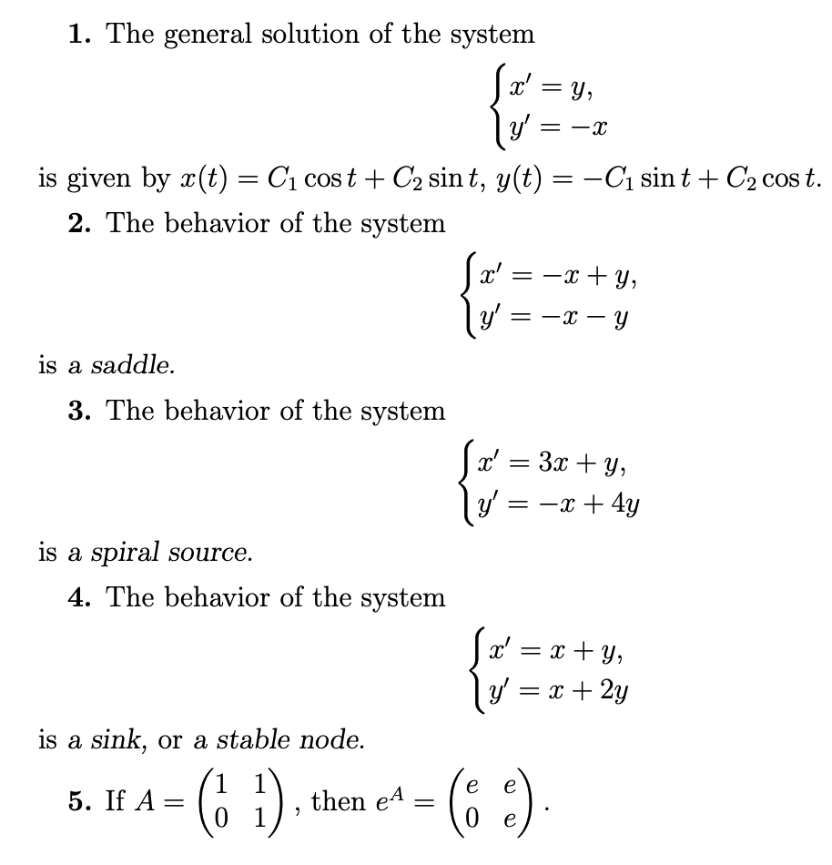 Solved = 1. The general solution of the system x' = y, y' -2 | Chegg.com
