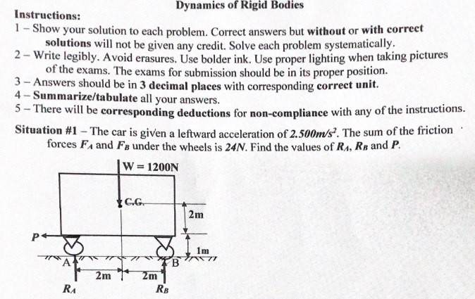 Solved Dynamics of Rigid Bodies Instructions: 1 - Show your | Chegg.com