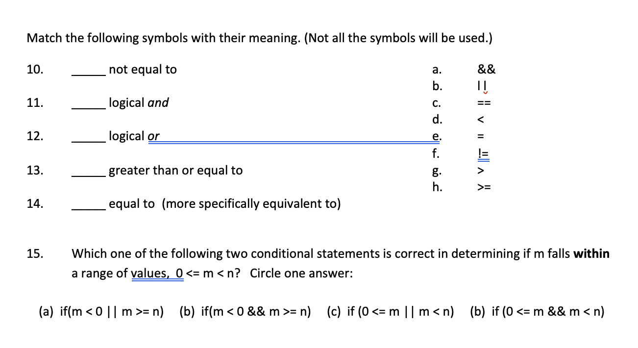 Solved Match the following symbols with their meaning. (Not | Chegg.com