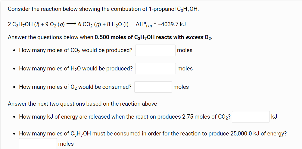 Solved Consider the reaction below showing the combustion of | Chegg.com