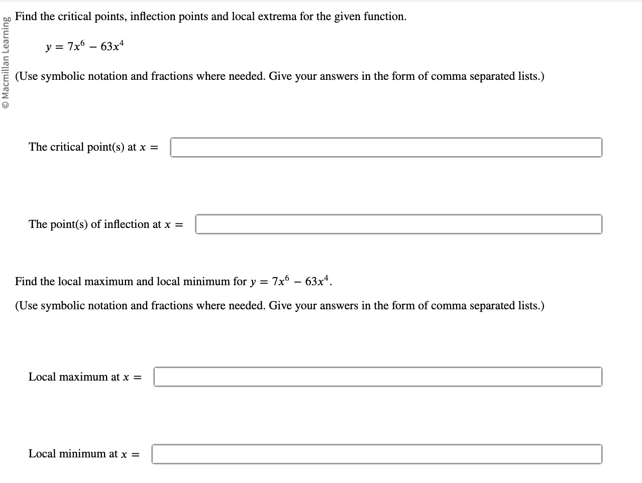 Solved Find the critical points, inflection points and local | Chegg.com