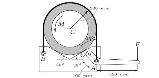 Solved In the belt brake system given in the figure, the | Chegg.com