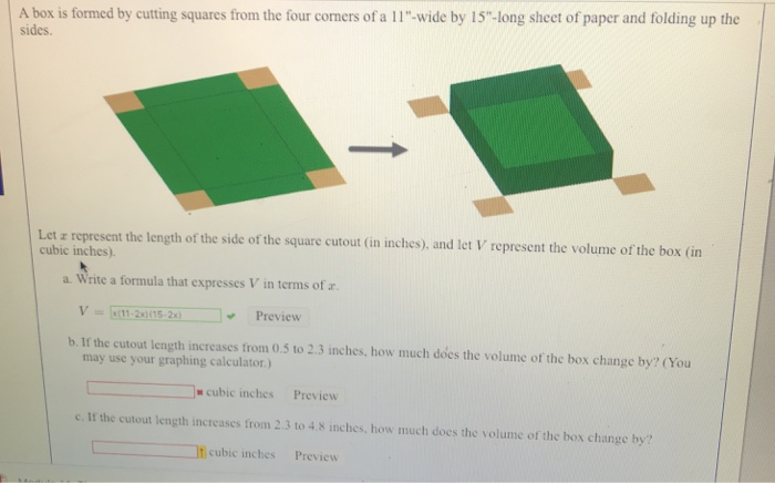 Solved A box is formed by cutting squares from the four | Chegg.com