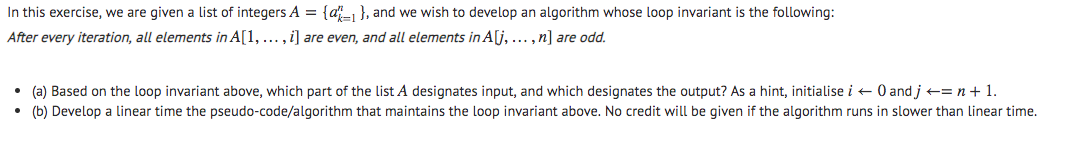Solved In this exercise, we are given a list of integers A = | Chegg.com