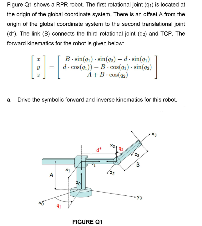 Solved Figure Q1 shows a RPR robot. The first rotational | Chegg.com