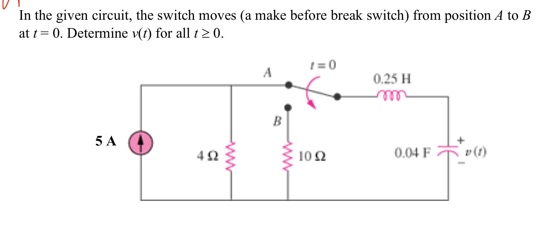 Solved In the given circuit, the switch moves (a make before | Chegg.com