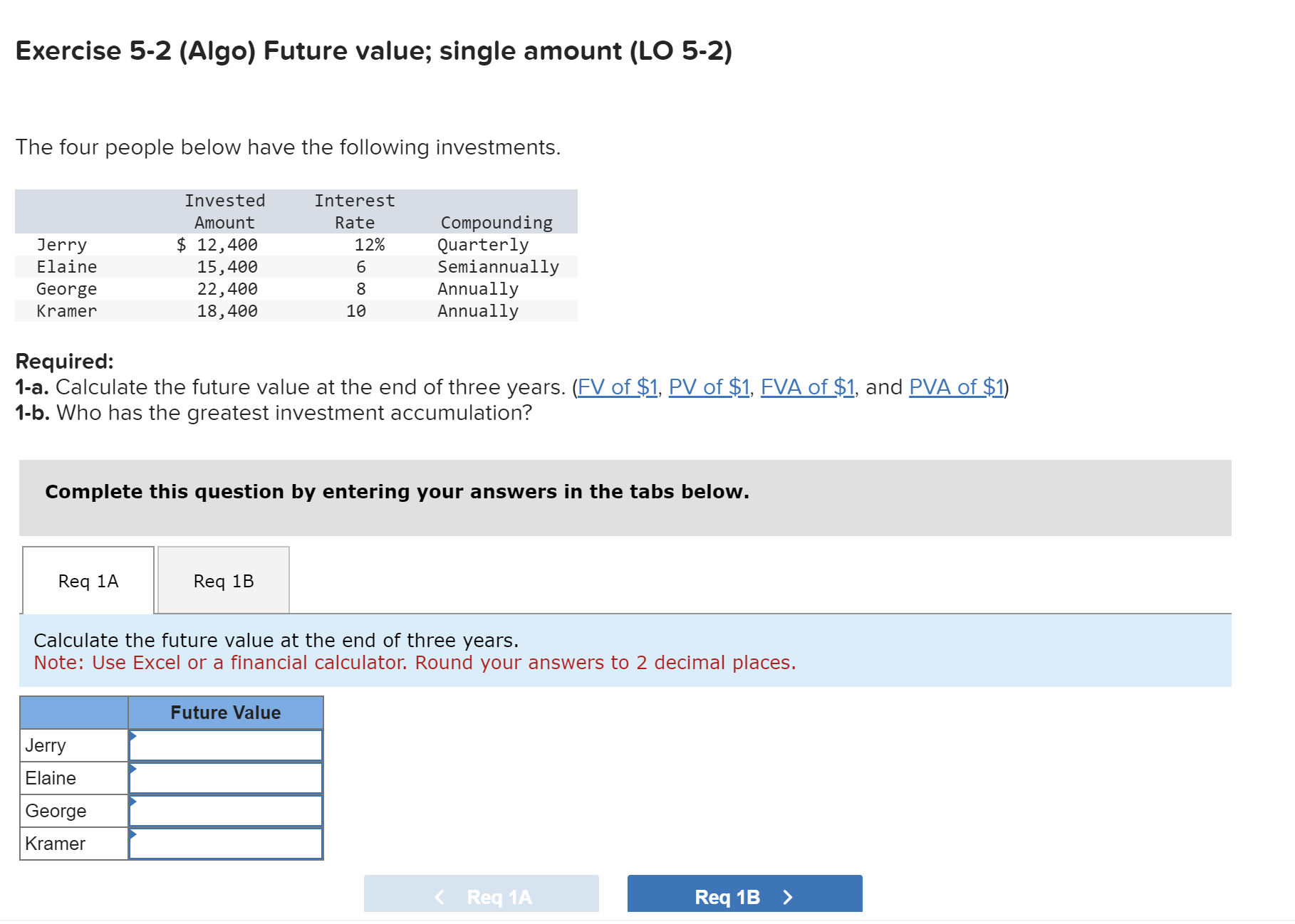 Solved Exercise 5-2 (Algo) Future value; single amount (LO | Chegg.com Solved Exercise 5-2 (Algo) Future value; single amount (LO | Chegg.com