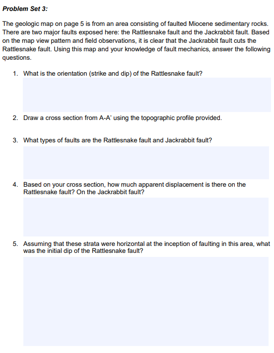 Solved Problem Set 3: The geologic map on page 5 is from an | Chegg.com