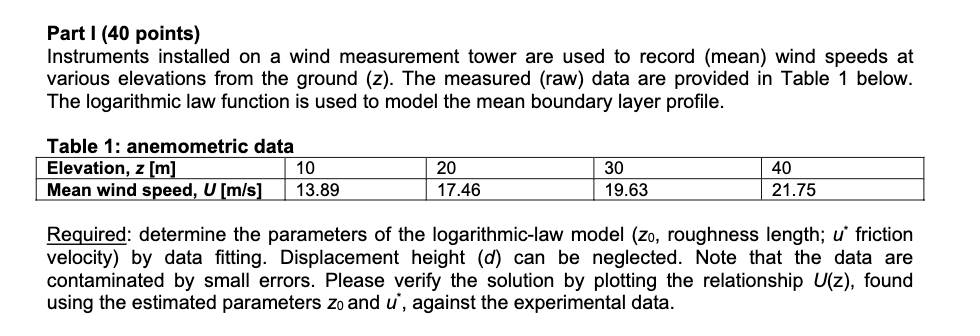 Part I (40 points) Instruments installed on a wind | Chegg.com