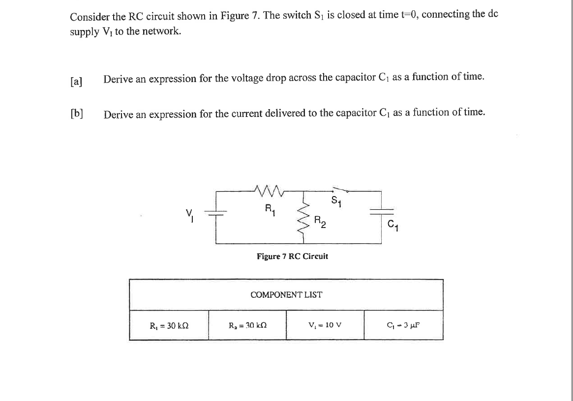 Solved Consider the RC circuit shown in Figure 7. The switch | Chegg.com