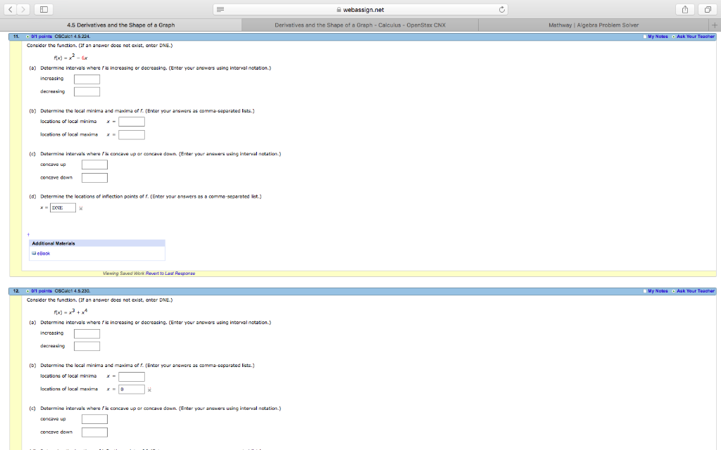 Solved Mathway Aigebra Problem Solver 4.5 Derivatives and | Chegg.com