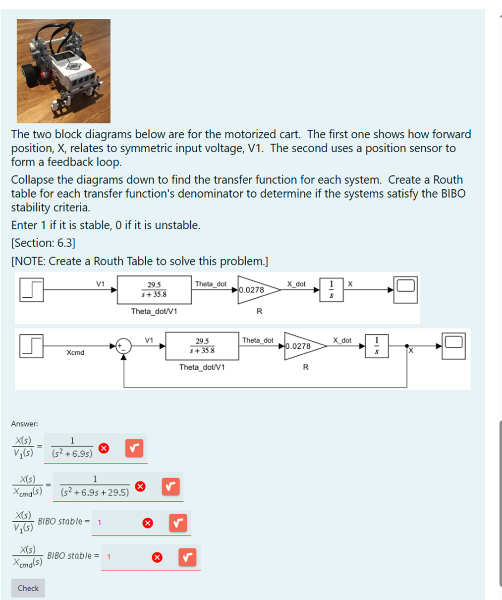 Solved The two block diagrams below are for the motorized | Chegg.com