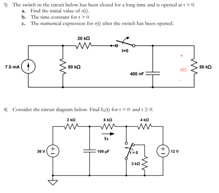 Solved 3) The switch in the circuit below has been closed | Chegg.com