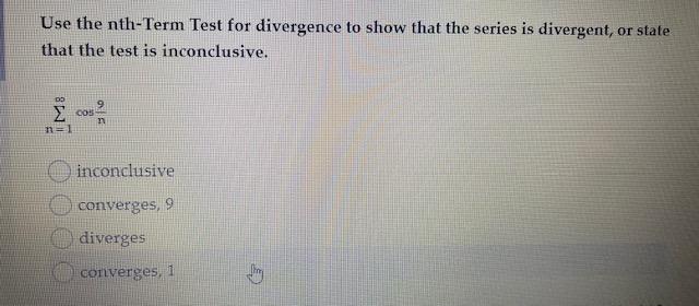 Solved Use the nth-Term Test for divergence to show that the | Chegg.com