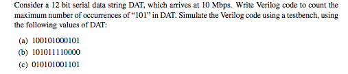 Consider A 12 Bit Serial Data String Dat Which 9526