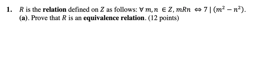 Solved 1. R is the relation defined on Z as follows: | Chegg.com
