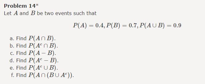 Solved Problem 14* Let A and B be two events such that | Chegg.com