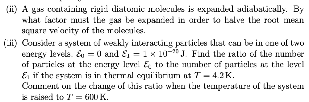 Solved (ii) A gas containing rigid diatomic molecules is | Chegg.com