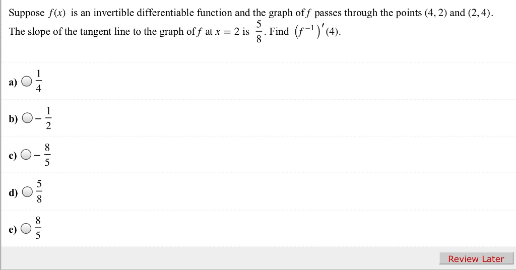 Solved Suppose f(x) is an invertible differentiable function | Chegg.com