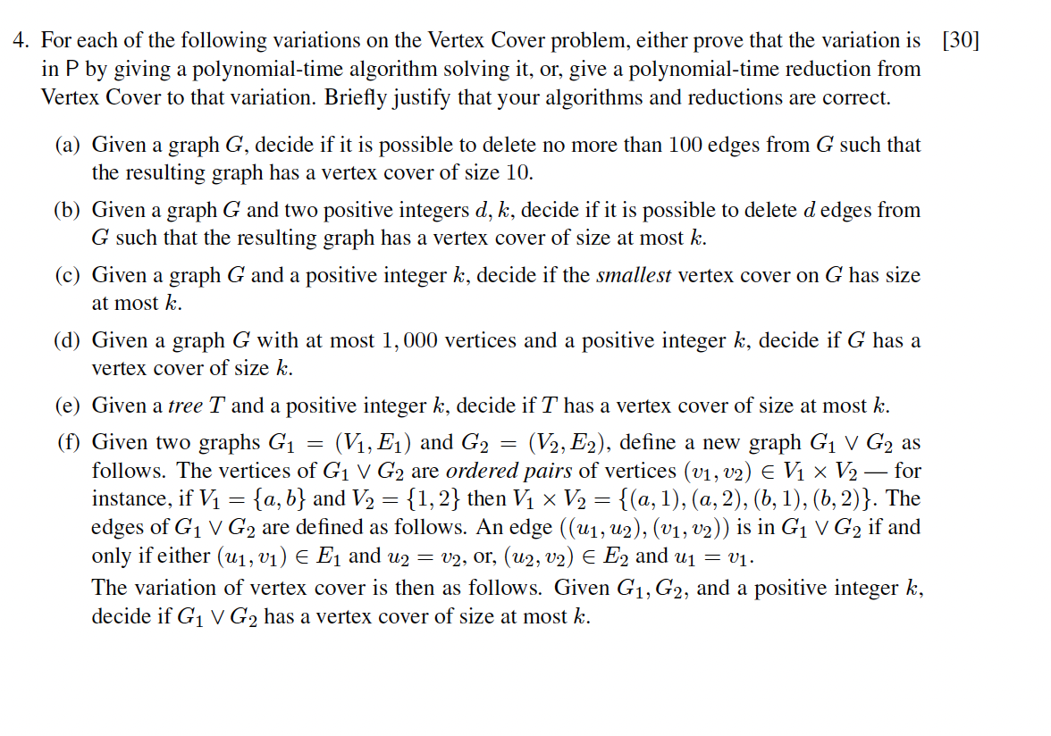 Solved For each of the following variations on the Vertex | Chegg.com