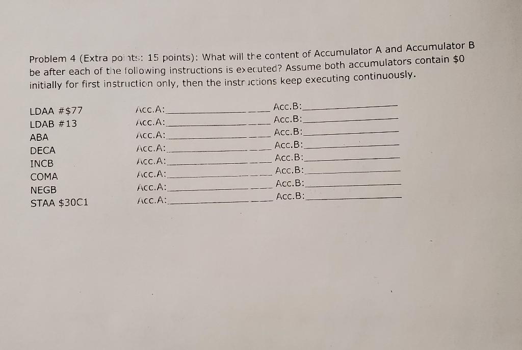 Solved Problem 4 (Extra points: 15 points): What will the | Chegg.com