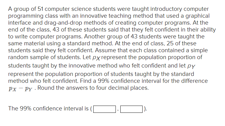 Solved A group of 51 computer science students were taught | Chegg.com