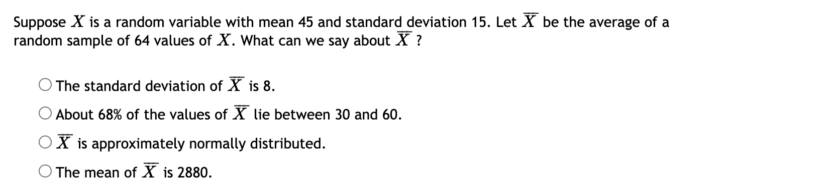 Solved 1. If the random variable ¯¯¯XX¯ represents the | Chegg.com