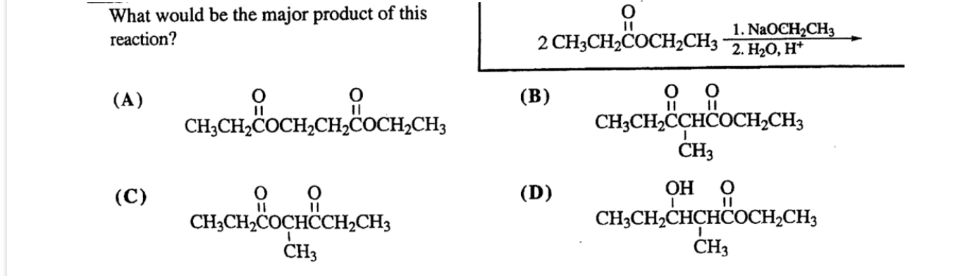 Solved What Would Be The Major Product Of This Reaction