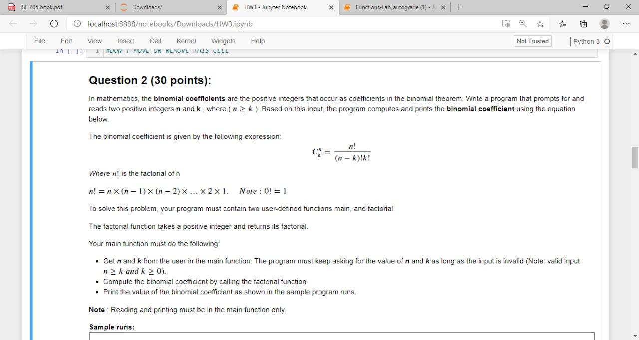 EISE 205 book pdf Downloads/ HW3 - Jupyter Notebook х | Chegg.com
