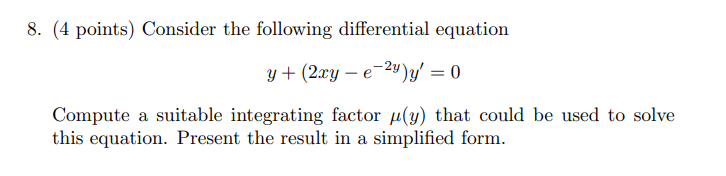 Solved 8. (4 points) Consider the following differential | Chegg.com