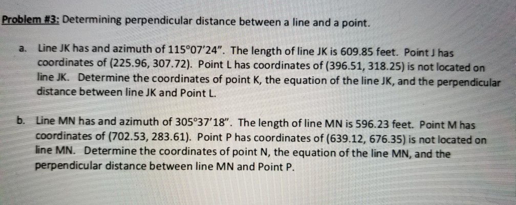 Solved Problem#3: Determining perpendicular distance between | Chegg.com