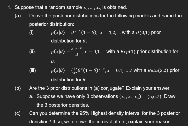 Solved Suppose that a random sample x1,…,xn is obtained. (a) | Chegg.com