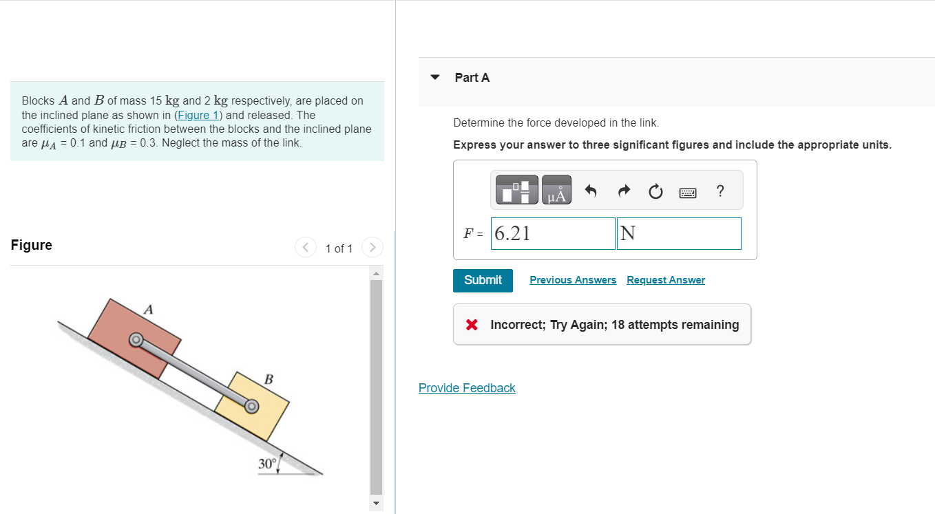 Solved Blocks A and B of mass 15 kg and 2 kg respectively, | Chegg.com