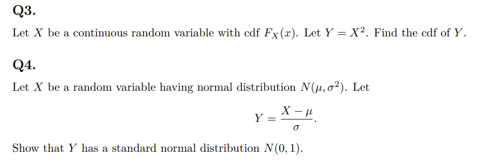 Solved Q3. Let X be a continuous random variable with cdf | Chegg.com