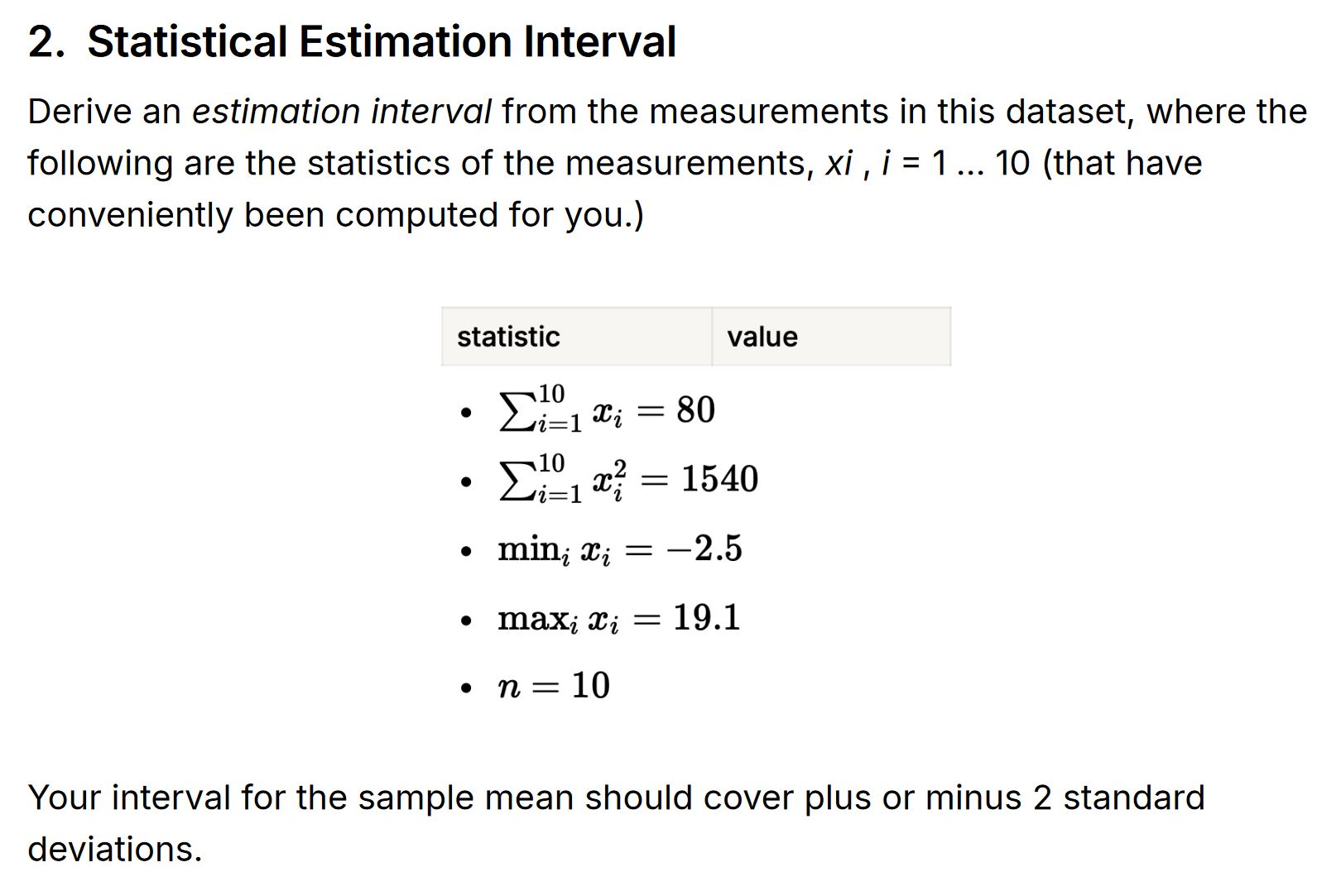 Solved Statistical Estimation Interva Derive an estimation | Chegg.com