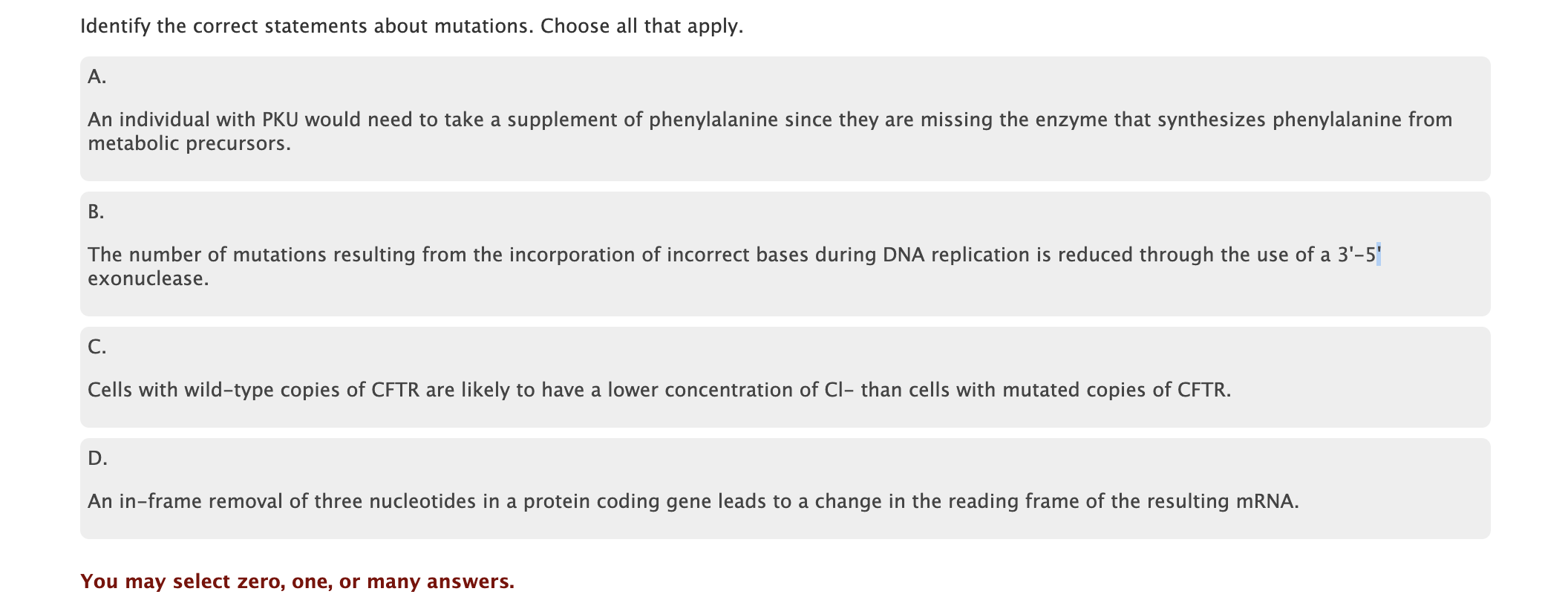 Solved Identify the correct statements about mutations. | Chegg.com
