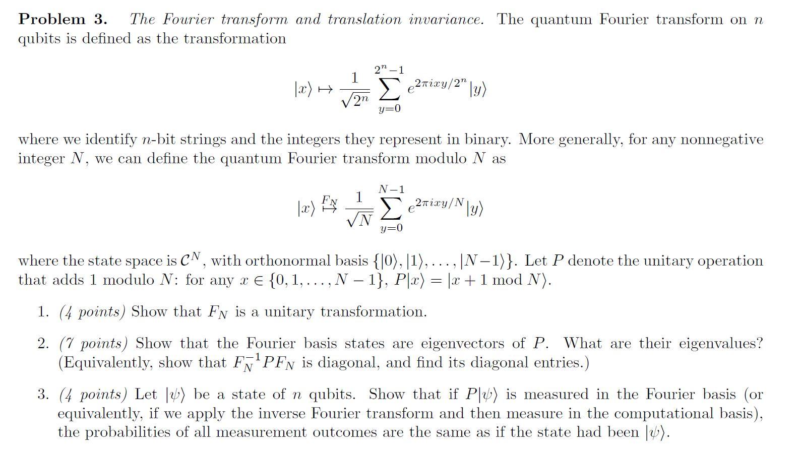 Problem 3. The Fourier transform and translation | Chegg.com