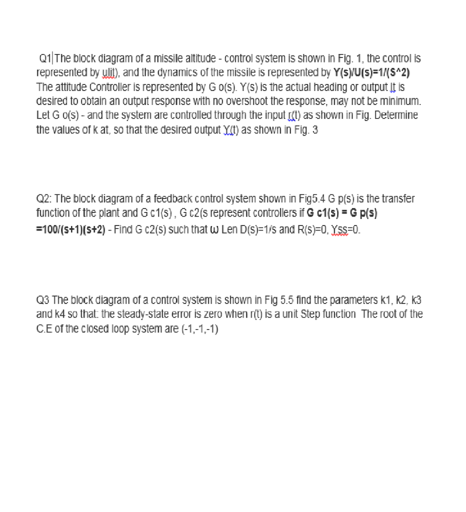 Solved Q1|The block diagram of a missile altitude - control | Chegg.com