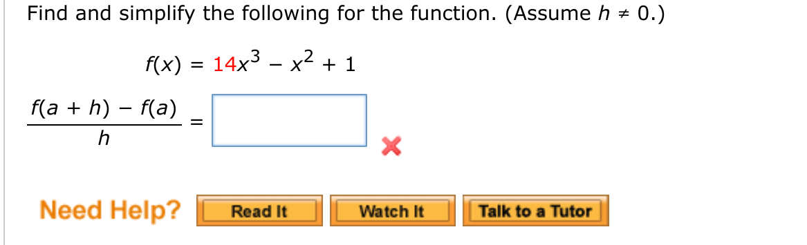 Solved Find and simplify the following for the function. | Chegg.com