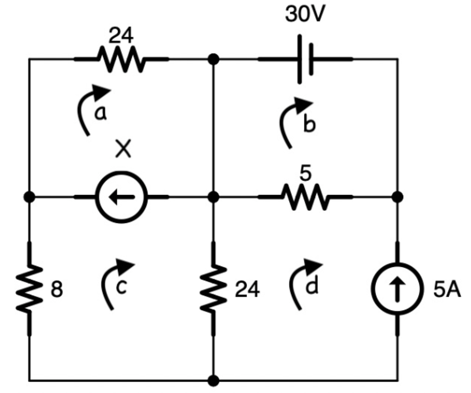 Solved 30V 24 ww a b X 5 w min 1 w 8 с w 24 d 5A | Chegg.com