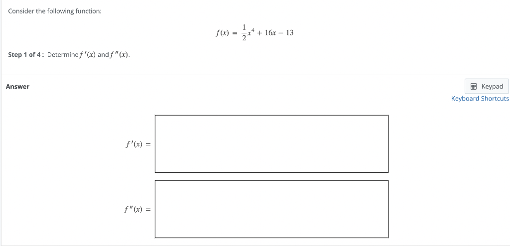Solved Consider the following function: f(x) = **** + 16x – | Chegg.com
